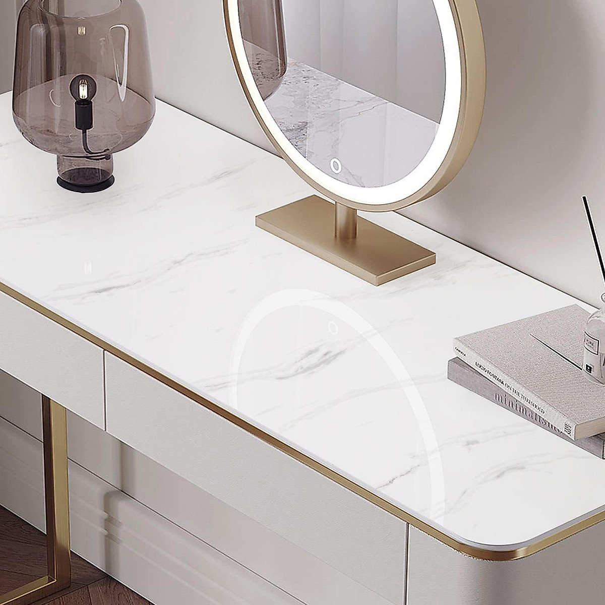 LXCREAT Glossy Gray White Marble Contact Paper, Granite Marble Wallpaper Peel and Stick Countertops, 15.7" x 118" Self Adhesive Removable Vinyl Wallpaper for Kitchen Beadboard Decoration