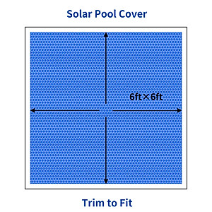 BigXwell Hot Tub Cover Solar Pool Cover, 16-mil 6 x 6 Foot Square Solar Pool Heater Heavy-Duty Heat Retaining Solar Blanket Cover for Spa Hot Tub