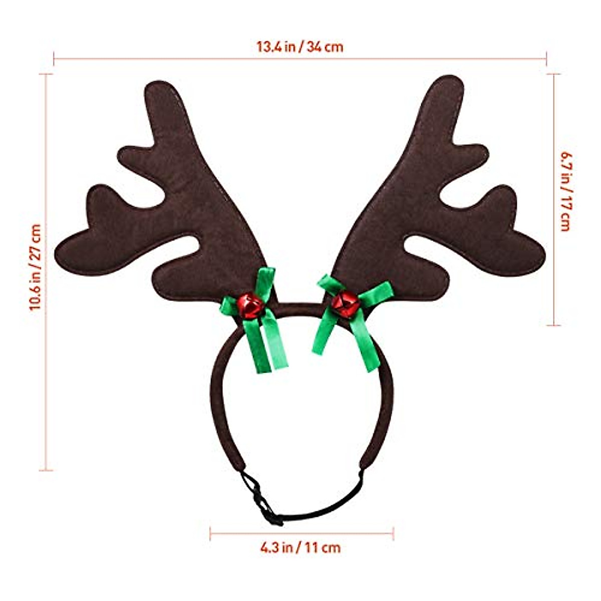 POPETPOP Christmas Pet Headband, Dog Christmas Elk Reindeer Antlers Headbands Set Pet Christmas Costume Accessories Headwear