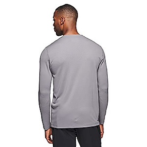 RBX Men's Textured Quick Drying Long Sleeve Performance Tee Jacquard Grey L