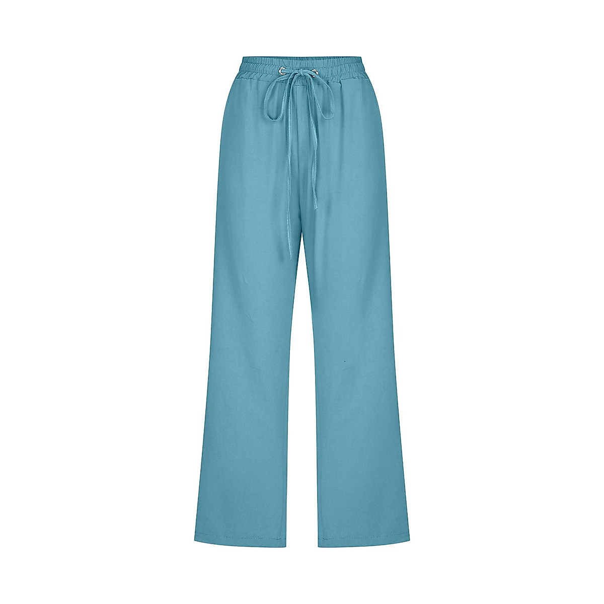 Wide Leg Linen Capri Pants for Women Capri Pants Casual 2023 Summer Drawstring Elastic High Waist Linen Pant Straight Wide Leg Cropped Trouser