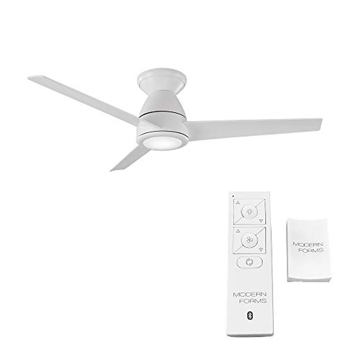 Tip Top Smart Indoor and Outdoor 3-Blade Flush Mount Ceiling Fan 44in Matte White with 3000K LED Light Kit and Remote Control works with Alexa, Google Assistant, Samsung Things, and iOS or Android App