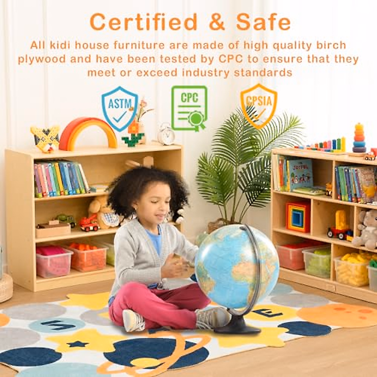 kidi house Kids Bookshelf and Toy Storage Shelf, Wooden Montessori Bookshelf, 3-Tier Toy Shelf, 30in Birch Children Bookcase, Classroom Furniture, Book Shelf for Kids Room, Nursery, Playroom