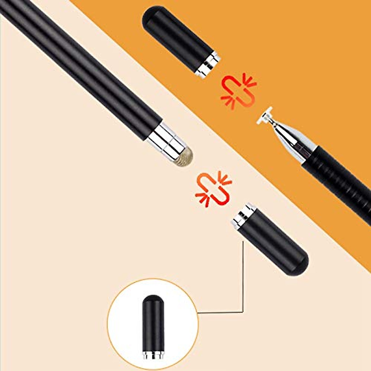 Stylus Pens for Touch Screens,Digital Pen,Capacitive Pen High Sensitivity & Fine Point,Magnetism Cover Cap,Universal for Apple/iPhone/Ipad/Android/Microsoft and Other Touch Screens (Black)