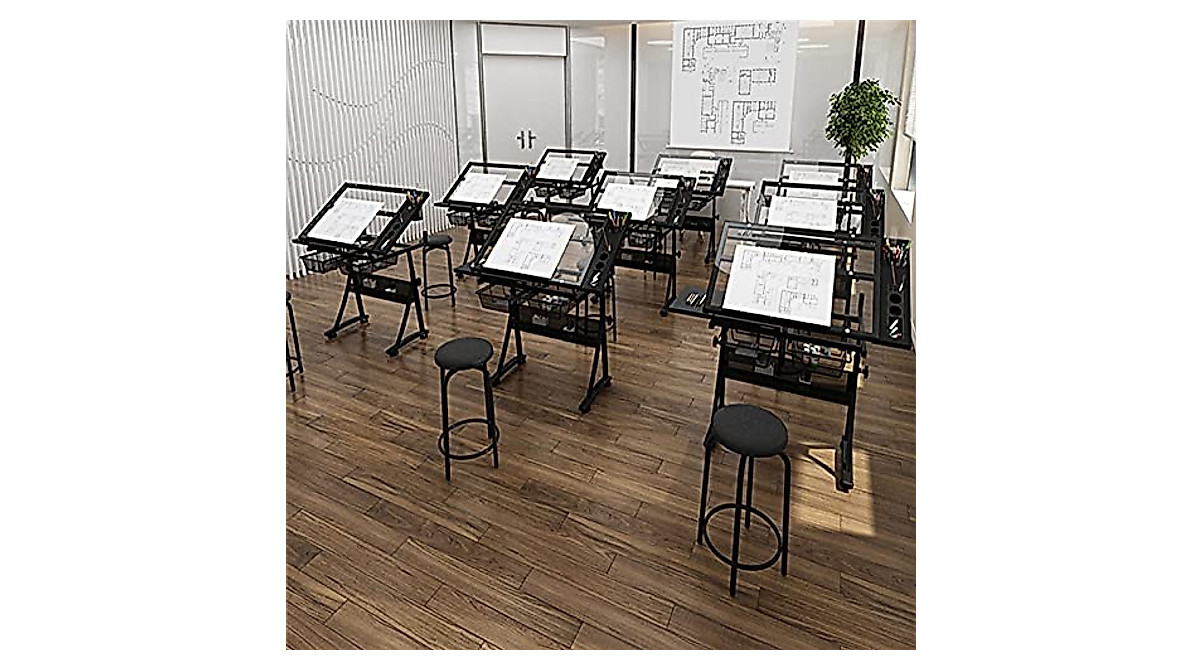 Adjustable Glass Drafting Desk for Artists & Designers