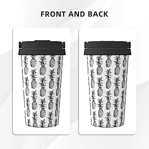 WANGXUEE Tropical Theme Pineapple Fruit Pattern Print 500ml Stainless Steel Travel Tumbler Double Wall Vacuum Insulated Coffee Mug