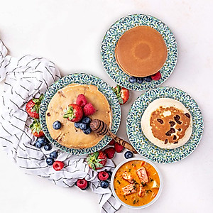 Aclema Melamine Dinnerware Sets 12 Pcs Dish Set Plates Bowls Unbreakable for Kitchen Dinner Outdoor Indoor Service for 4 Vintage