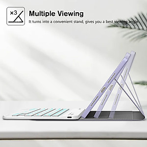 FINTIE Keyboard Case for iPad Mini (A17 Pro) 7th Generation 2024 / iPad Mini 6th Gen 8.3 Inch, Soft TPU Back Cover with Magnetically Detachable Wireless Bluetooth Keyboard, Backlight/Lilac Purple
