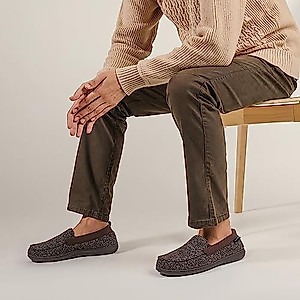 RockDove Men's SILVADUR Tweed Memory Foam Moc Slipper, Size 9 US Men, Coffee