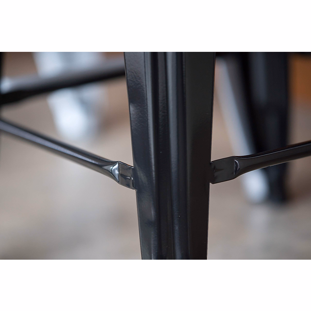 UrbanMod 24 Inches Metal Barstool Set of 4 – Counter Height Backless Bar Stool for Kitchen Island, Breakfast, Outdoors, Pub, Restaurant, Home, Patio – Stackable Heavy Duty Modern & Industrial (Black)