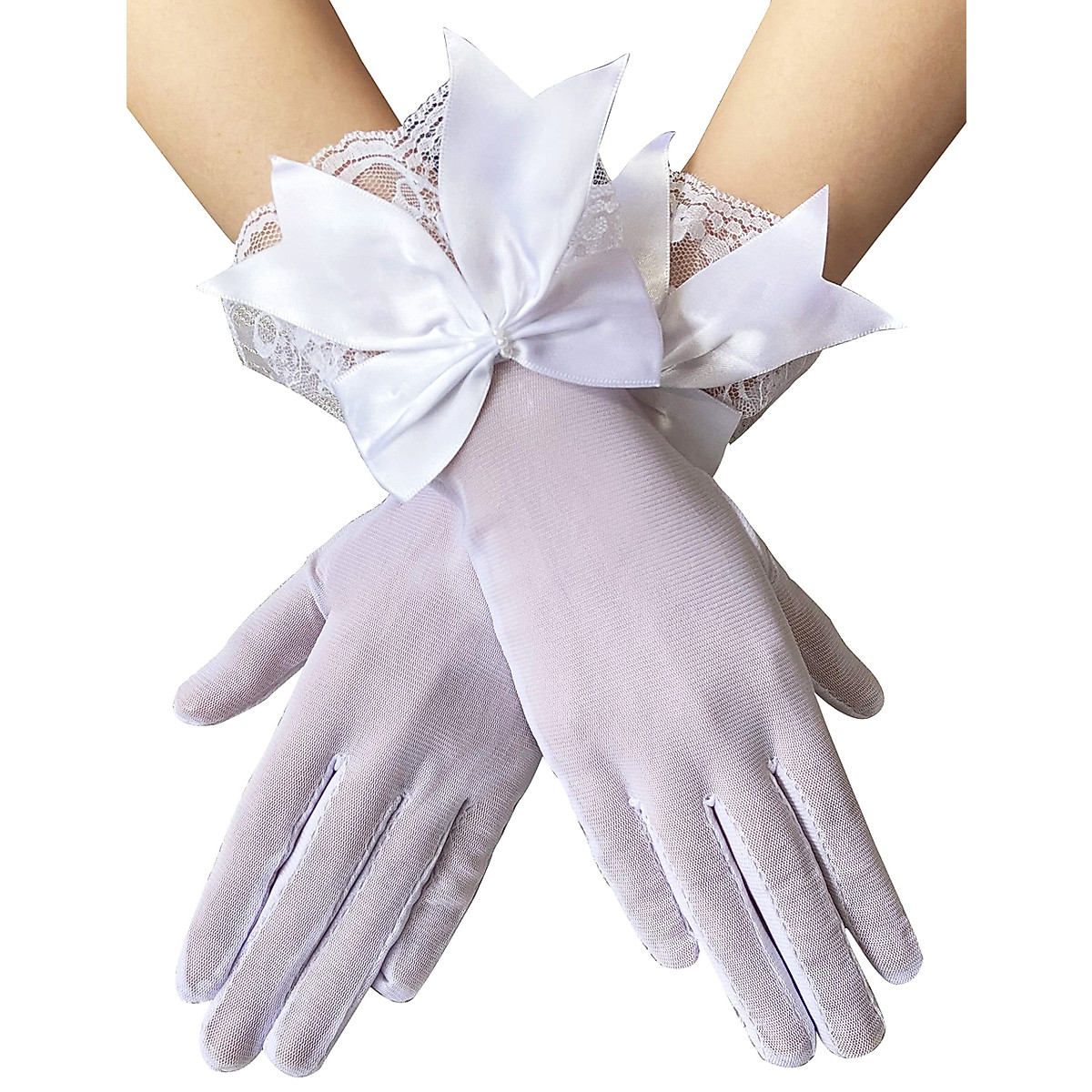 Gionforsy Kentucky Derby Hat Fascinator Veil Fascinator Headband Lace Gloves Imitation Pearl Necklace Earrings Feather Pillbox Fascinator for Wedding Tea Party (Style 1-White)