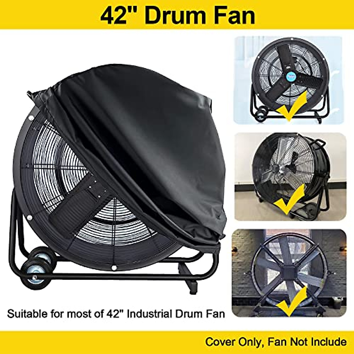 Aucovely 1PCS Outdoor Industrial Fan Cover Waterproof Dustproof 42" Fan Cover Protective Cover Fan Accessories Fan Guard Blower Cover (47x21.5x46 inch)