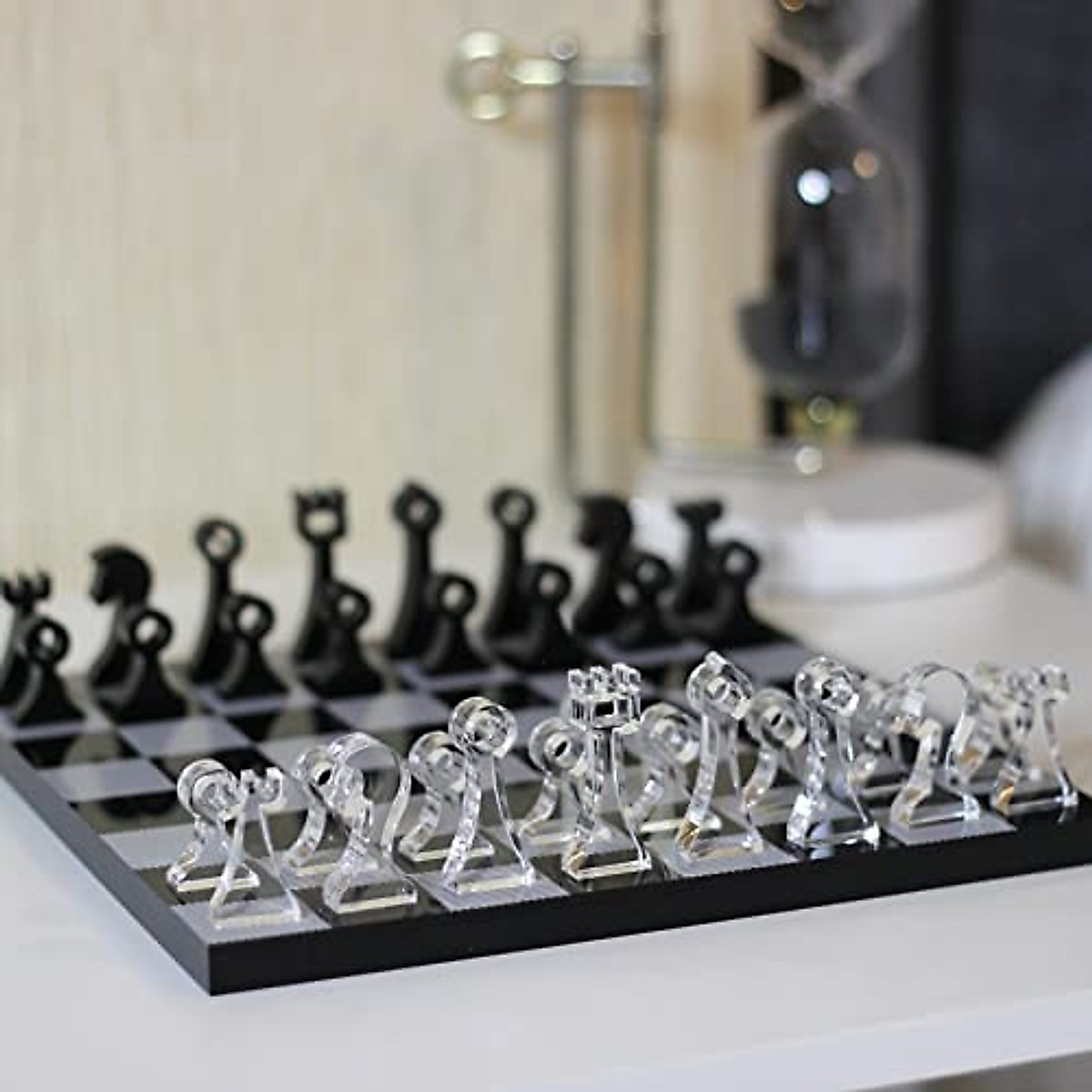 Portable Acrylic Chess Set with Storage - Travel Chess Set with Acrylic Board & Pieces