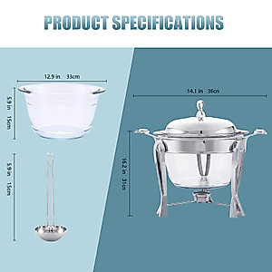 ORDINNER KIT Chafing Dish Buffet Set Stainless Steel Frame Chafing Dishes Glass Dish Server Food Warmer for Parties 4.1L