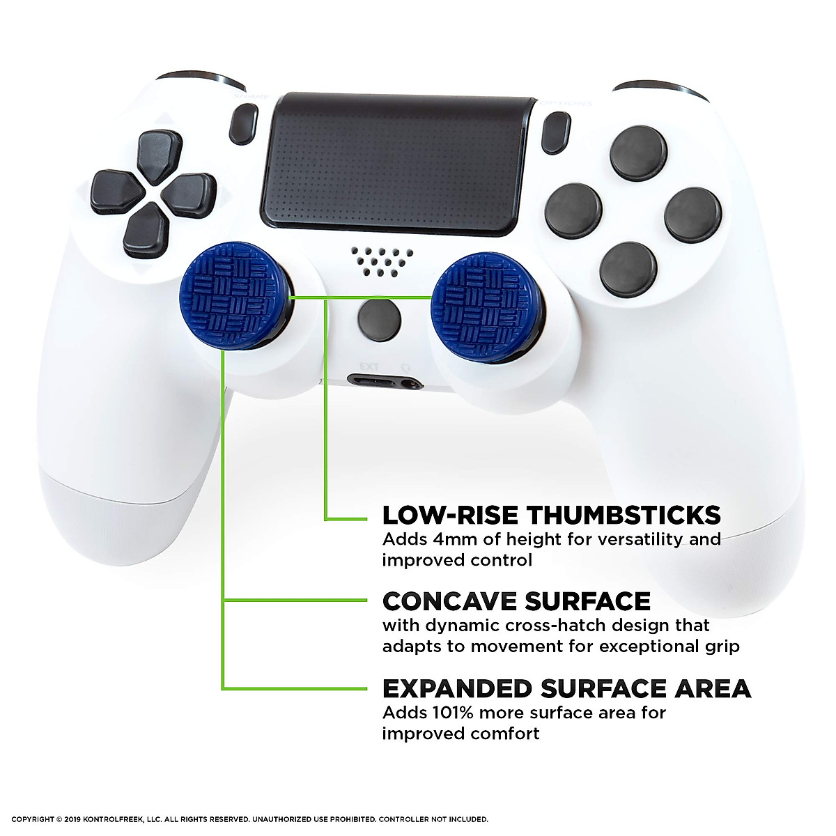 KontrolFreek Omni for Playstation 4 (PS4) and Playstation 5 (PS5) | Performance Thumbsticks | 2 Low-Rise Concave | Blue