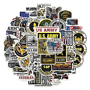 50 PCS U.S. Army Stickers, United States Army Pride Stickers,Military Stickers for Water Bottles, Laptops, Suitcases,Skateboards,Cars,Perfect Gifts for Veteran, Military Fans,Adults,Teens and Kids