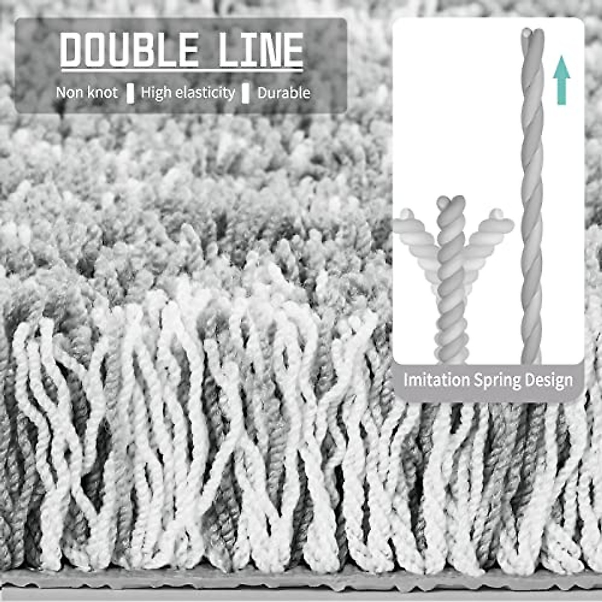 Yimobra Fluffy Plush Bath Rug, Super Shaggy Soft Comfortable Non Slip, Water Absorbent Microfiber Bath Mat, Dries Quickly, Machine Washable Thick Bathroom Floor Rugs for Shower, 32"x 20", Light Gray