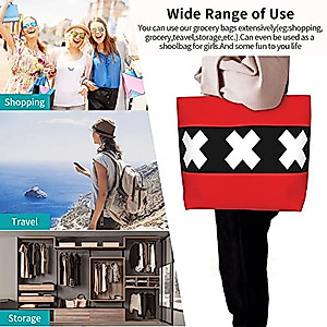 Amsterdam City Flag Tote Storage Bag Women'S Big Capacity Shopping Shoulder Bag With Inner Pocket