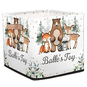RIRIX Personalized Storage Bin, Custom Storage Baskets for Organizing with Handles, Foldable Storage Box for Closet Cloth Baskes Toy Woodland Forest Animals
