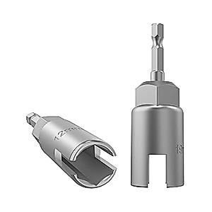 (2 Pack 2 Size 12mm,19mm) hex shank nut driver power wing nut drill bit socket tool drive kit, slotted wing nut drill sleeve wrench wrench kit, panel nut screw eye C-shaped hook bolt