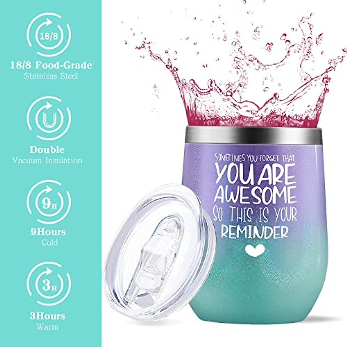 self Care Relaxing Spa Gift Baskets for Women Birthday, Christmas Gifts for Mom, Wife, Sisters, Friends Unique Wine Tumbler Gifts