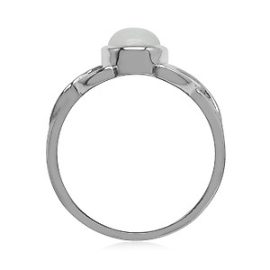 Silvershake Natural 6 mm Round Rainbow Moonstone 925 Sterling Silver Triquetra Celtic Knot Ring Size 7