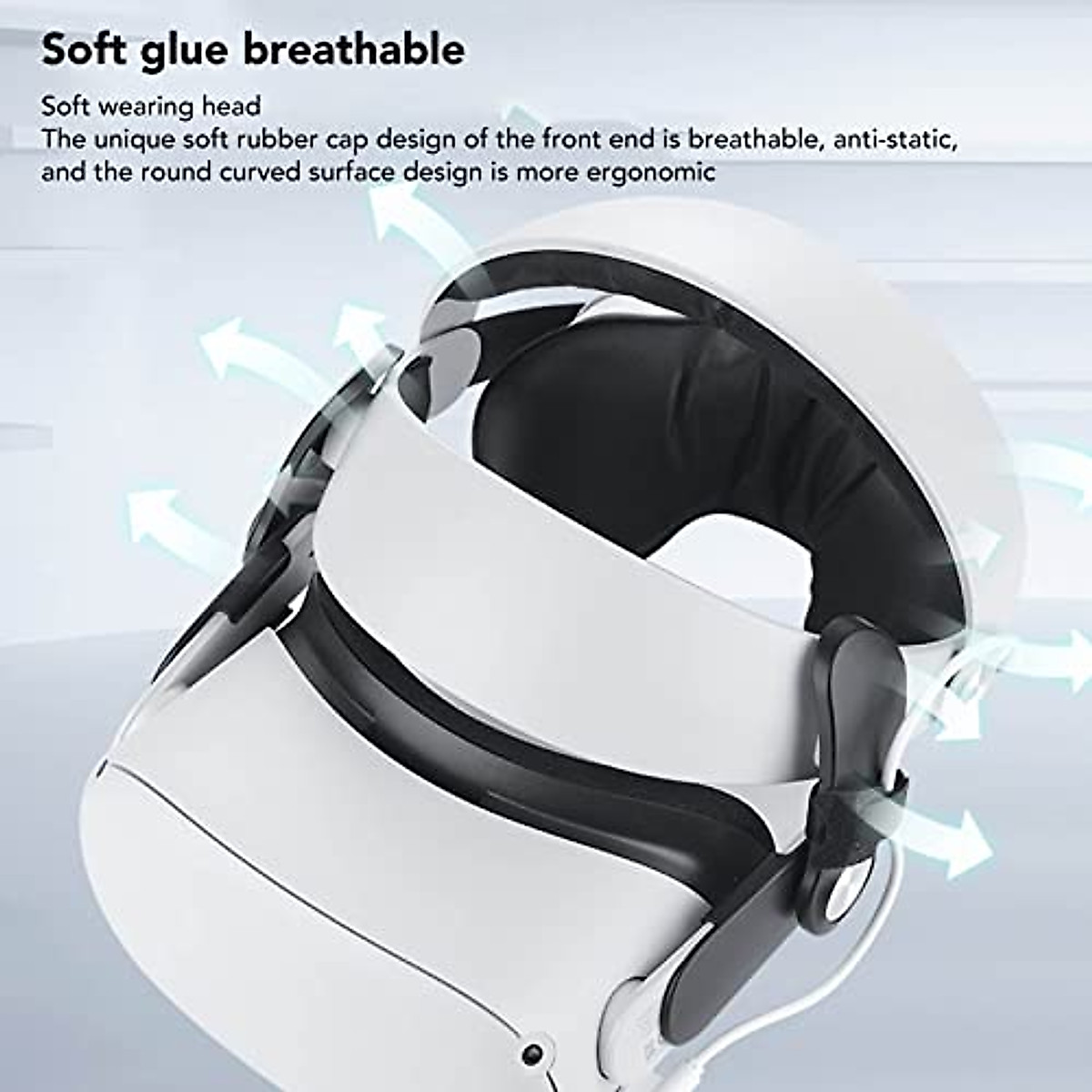 Battery Pack Head Strap for Quest 2, VR Head Strap Removable Sponge and ABS VR Headband for OculusQuest 2 Entertainment, 5300mAh Large Capacity Battery