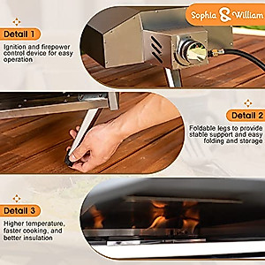 Sophia & William Pizza Oven Gas-fired, Propane Pizza Oven with 13" Pizza Stone and Pizza Peel