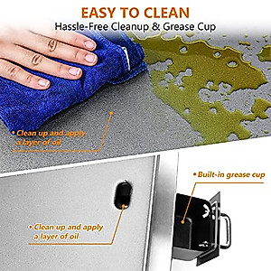 Hisencn Portable Flat Top Grill Propane Gas Grill for Outdoor, Camping, Tabletop, Kitchen, Tailgating, RV - 348 sq. in. Heavy Duty & 24000 BTUs Griddle for BBQ Grill, 22 Inch with Hood, with Carry Bag