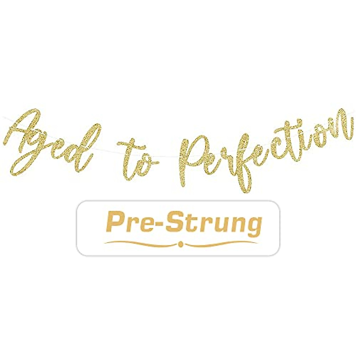 PALASASA Gold Glittery Aged to Perfection Banner for 30th 40th 50th 60th 70th 80th 90th 100th Birthday Anniversary Party Decorations