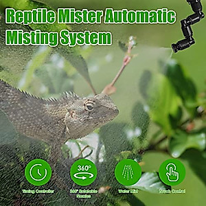 Reptile Humidifier, Smart Sprayer, Automatic Mister for Reptiles, 360°Adjustable Misting Spray System Adjustable Spray Nozzles for Reptiles Chameleons Herbs