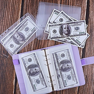 Antner 12pcs Binder Pockets A6 Size 6-Holes Cash Budget Envelopes PVC Loose Leaf Bags Insert Pages for 6-Ring Notebook Binder