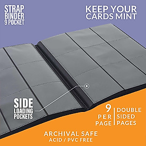 Trading Card Binder - Card Album Folder - Side Loading for TCG (9 Pocket, Black)