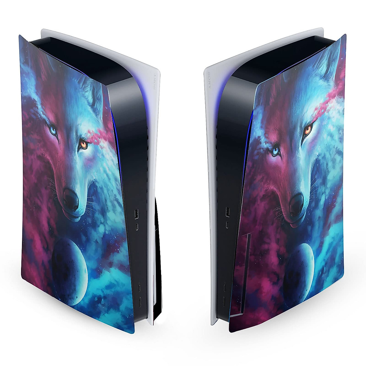 Head Case Designs Officially Licensed Jonas JoJoesArt Jödicke Wolf Galaxy Art Mix Matte Vinyl Faceplate Sticker Gaming Skin Case Cover Compatible with Sony Playstation 5 PS5 Disc Edition Console
