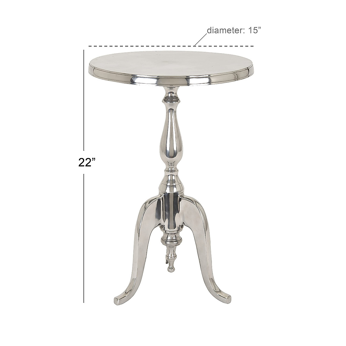 Deco 79 Traditional Aluminum Round Accent Table, 15" x 15" x 22", Silver
