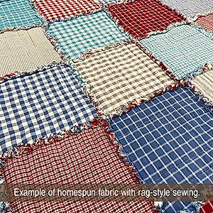 Cottage Blue 5 Mini Buffalo Plaid Cotton Homespun Fabric by JCS - Sold by The Yard