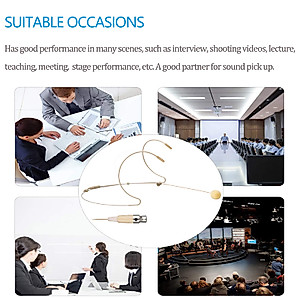 Sujeetec Microphone Headset Discreet Headworn Earset Over Ear Hanging Mic Compatible with Shure Wireless System Bodypack Transmitter, Ideal for Lectures, Live Performance, Theater, Podcasts – Beige