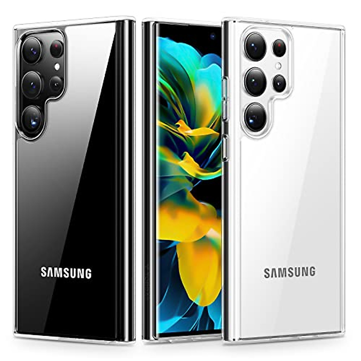 TORRAS Diamond Clear Designed for Samsung Galaxy S23 Ultra Case, [Never Yellowing][Military Grade Anti-Drop] Hard Back Soft Slim Thin Shockproof Phone Case for Galaxy S23 Ultra 6.8", Crystal Clear