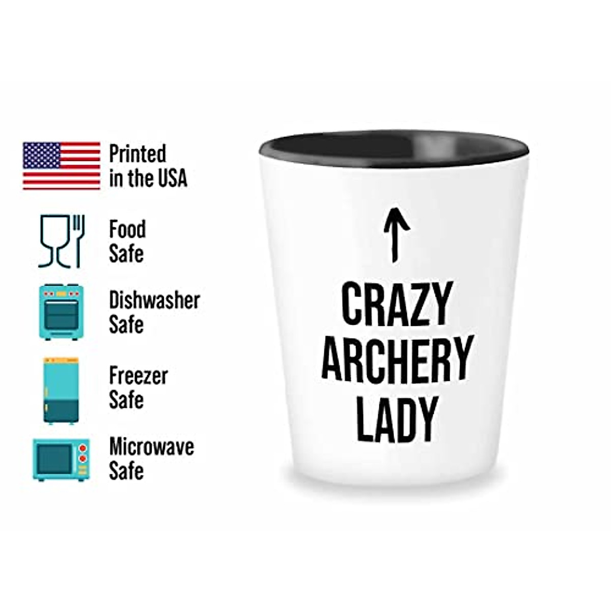Archery Shot Glass 1.5oz - Archery Lady B - Funny Gift For Archery Coach Athlete Hunt Target Shot Trainer Arrow Bow Sport