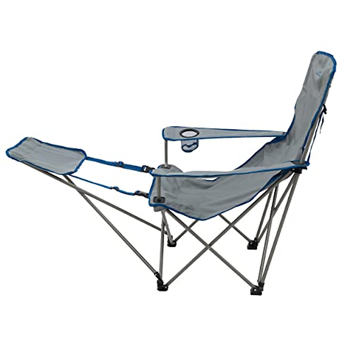 ALPS Mountaineering Escape Lounge Camping Chairs for Adults with Footrest and Adjustable Armrests, Sturdy Steel Frame, Compact Foldable Design, and Carry Bag, Gray/Blue - New