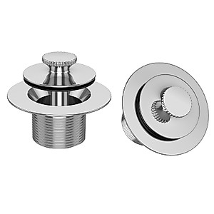 All Brass Bathtub Drain Lift & Turn Tub Trim Set Conversion Kit Assembly, Bathtub Drain Replacement Trim Kit with Two-Hole Overflow Faceplate(Chrome Plated)