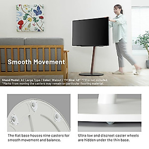 WALL A2 Large Type | Japanese Rolling Portable Free-Standing 45-80 Inch Universal Big Screen TV Stand with Concealed Caster Wheels | Satin White