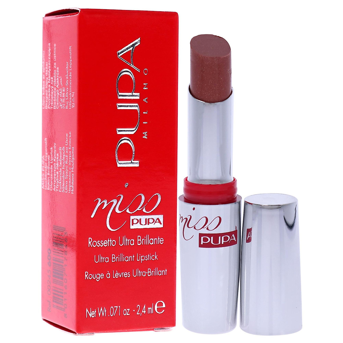 Pupa Milano Miss Milano Lipstick - Creamy, Ultra Pigmented Color For Lips - Nourishing Formula - Crystal-Effect Lipstick - Ultimate Boost Of Volume And Hydration - 600 Champagne - 0.071 OZ