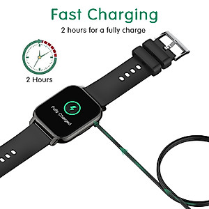 Popglory Smart Watch for Women & Men, 1.85'' Call Receive/Dial Smartwatch, Fitness Tracker with Blood Pressure/SpO2/Heart Rate Monitor, Fitness Watch with 2 Straps 3 Cables for iOS & Android Phones