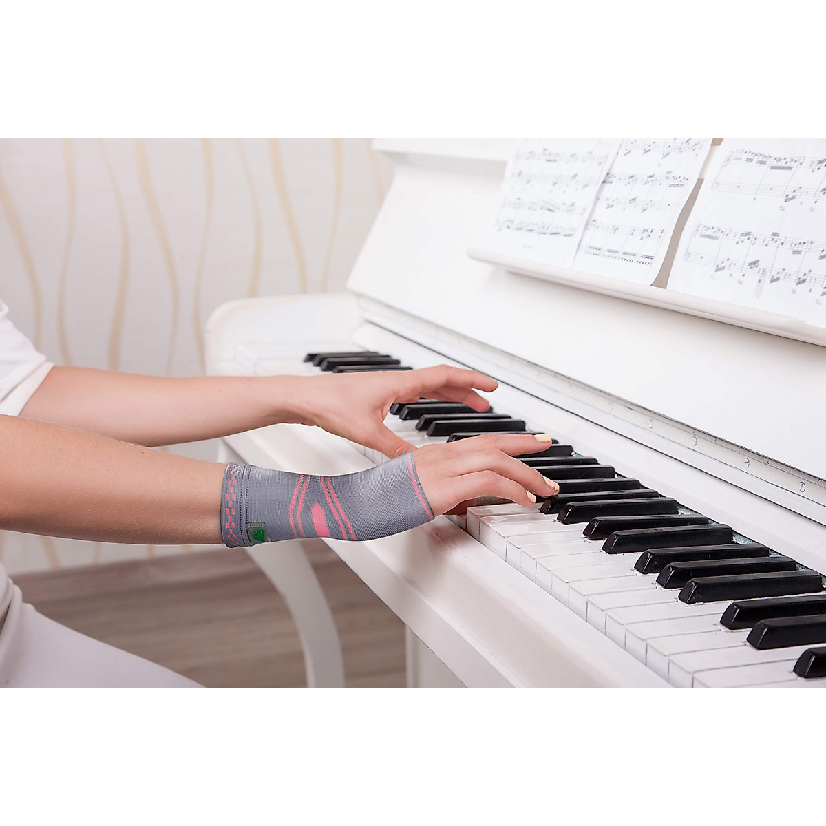 Dr. Arthritis Doctor Developed Wrist & Hand Compression Sleeve/Support/Brace, Palm Protector with Gel Pad, Optimum Comfort for Carpal Tunnel, RSI & More Pink/Grey, Small