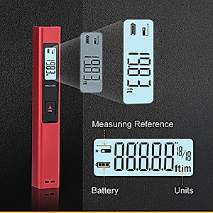 PREXISO 65Ft Digital Laser Measure, Pocket Mini Laser Measurement Tool, Ft/Ft+in/in/M Unit, Red Laser Distance Meter Pen Backlit Display for Home, Construction, Industries with AAA Batteries (Red)