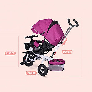 ZWJ-Children Tricycle Kid Trike Foldable Kids Trike, Portable Tricycle with Rotating Seat, 3 Wheel Toddlers Children Bike, 8 Months to 6 Years Old (Color : Blue)