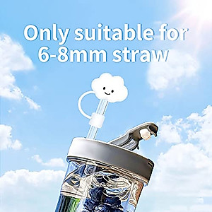 AUGSUN 8Pcs Straw Covers, Straw Tips Cover Reusable Drinking Straw Toppers, Glass Straws Protector Silicone Cloud Shape Straw Caps for 6-8mm Straws
