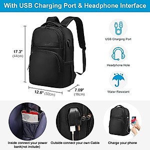 LOVEVOOK Laptop Backpack for Women, Anti-Theft Travel Backpacks Purse with Lock, Work Business Computer Bag with USB Port, Casual Hiking Daybag College School BookBag，15.6Inch Black