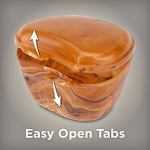 Easy Open Denture Bath & Case, with Strainer Basket for Soaking, Cleaning, and Storage, Two Pack (Emerald & Copper)